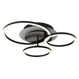 Globo LIGHTING Deckenleuchte &raquo;NORBERTO&laquo; LED-Modul 1 Stk. Warmwei&szlig; Deckenleuchte Schwarz/Silber, Ringe/Backlight, LED 40W 1, H: 11,5cm, 1 Stk.