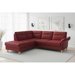 Sit & More sit&more Ecksofa &raquo;Pamela L-Form, Leder, B: 218 cm&laquo; optional Armteilverstellung, Schlaffunktion & Bettkasten grau B/H/T: 218cm x 90cm x 212cm, 