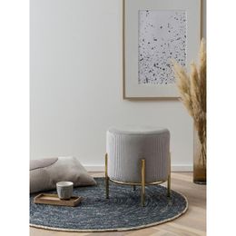 Salesfever Polsterhocker &raquo;Komfortabler Polsterhocker&laquo; mit Design-Gestell aus goldfarbenem Metall grau Stoff (88% Polyester/12% Nylon), Metall B/H/T: 
