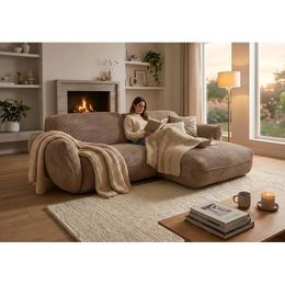 Trendmanufaktur Ecksofa &raquo;Be Chilled, modernes Lounge-Design mit stilvoller Kedernaht&laquo; mit softem Sitzkomfort, in hochwertigem Cord mit weicher Haptik 