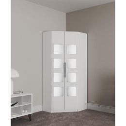 Priess Eckkleiderschrank &raquo;Saragossa&laquo; mit 8 Einlegeb&ouml;den und 2 Kleiderstangen wei&szlig; B/H/T: 193cm