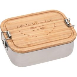 L&auml;ssig L&auml;ssig Kinder L&Auml;SSIG Lunchbox &raquo;Bamboo, Adventure&laquo; mit Holzdeckel silber B/H/L: 18cm x 6cm x 13cm