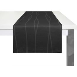 WIRTH Tischl&auml;ufer &raquo;LANGWASSER&laquo; schwarz Kunstfaser B/L: 40cm x 150cm, eckig