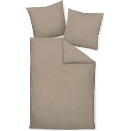 Janine Bettw&auml;sche &raquo;Colors&laquo; 2 feinf&auml;dige uni Bettw&auml;sche f&uuml;r alle Jahreszeiten, Markenrei&szlig;verschluss beige Mako-Satin, Obermaterial: 100% Baumwolle B/L: 140cm 