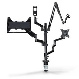 Hama Monitor-Halterung &raquo;Monitor Halterung f&uuml;r Streaming Setup, schwenkbar, neigbar, justierbar&laquo; bis 81 cm Zoll 4 Arme, Mikrofonarm, Tischstativ, f&uuml;r 2 