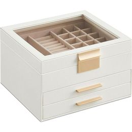 Schmuckk&auml;stchen, Wei&szlig;, Holzwerkstoff, 23.1x13.5x20.3 cm, Schubladen herausnehmbar, Ordnen & Aufbewahren, Schmuckaufbewahrung