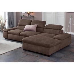 OTTO home Ecksofa &raquo;Alberto L-Form&laquo; mit Kopfteilverstellung, wahlweise mit Schlaffunktion braun 100% Polyester;Luxus-Microfaser ALTARA NUBUCK (100% 