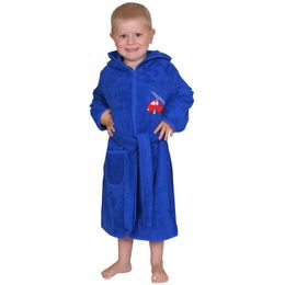 W&ouml;rner Kinderbademantel &raquo;Feuerwehr royalblau&laquo; mit Stickerei, mit Tasche, maschinenwaschbar blau Frottier 74/80 L: 55cm