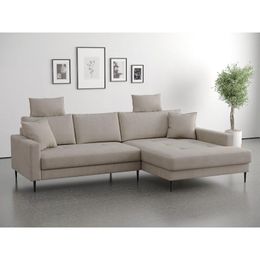 Trends by HG Ecksofa &raquo;Summer L-Form, B: 280cm, in Cord & Struktur&laquo; wahlweise mit Kopfst&uuml;tzen, schwarze Metallf&uuml;&szlig;e beige 90% Polyester;10% Nylon B/H/T: