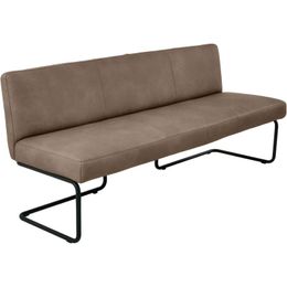 K+w Komfort & Wohnen K+W Komfort & Wohnen Polsterbank in abgerundeter Form, Rundrohrkufe lang gebogen, Echtleder braun B/H/T: 202cm x 82cm x 67cm, Leder CLOUD