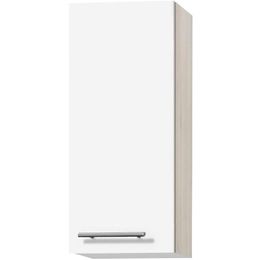 Optifit H&auml;ngeschrank &raquo;Bern&laquo; Breite 30 cm, 70 cm hoch, mit 1 T&uuml;r, mit Metallgriff wei&szlig; akaziefarben, B/H/T: 30cm x 70,4cm x 34,9cm, T&uuml;ren: 1 Stk.
