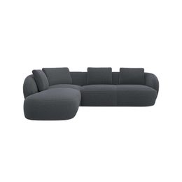 FLEXLUX Ecksofa &raquo;Torino, rund, L-Form, Sofa-Ecke mit Ottomane&laquo; Modernes, organisches Sofa-Design, Kaltschaum, Wellenunterfederung grau 100% Polyester 