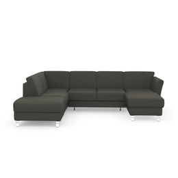Sit & More sit&more Wohnlandschaft &raquo;Visby U-Form&laquo; Wahlweise mit Schlaffunktion und Stauraum, frei im Raum stellbar grau B/H/T: 303cm x 87cm x 213cm, Struktur 