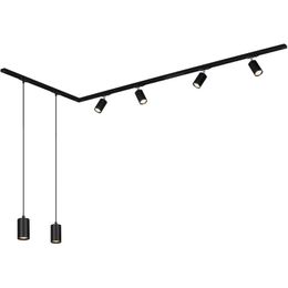 Briloner Leuchten Schienensystem-Sets &raquo;RAIL&laquo; GU10 5 Stk. Schienensystem Rail 2,25 m Schwarz max.9W Decke Wohnzimmer B&uuml;ro K&uuml;che &Oslash; 5,5cm H: 14,5cm, 5 Stk.