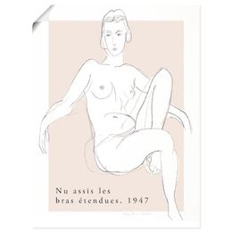 Artland Wandbild &raquo;Nu assis les bras &eacute;tendues 1947&laquo; Bilder von Frauen 1 Stk. tlg. als Alubild, Leinwandbild, Poster, Wandaufkleber in verschied. Gr&ouml;&szlig;en beige 
