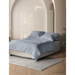 Irisette Bettw&auml;sche &raquo;Premium Satin Bettw&auml;sche Paris&laquo; 3 Hochwertige Premium Bettw&auml;sche blau Mako-Satin, Obermaterial: 100% Baumwolle B/L: 200cm x 200cm, 1 Stk.,