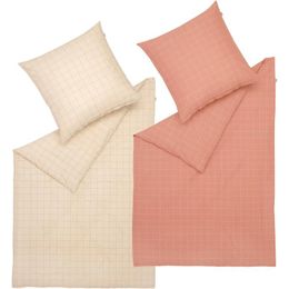 Musterring Bettw&auml;sche &raquo;Grid&laquo; 2 Stk. Renforc&eacute; Qualit&auml;t, JustB! beige Renforc&eacute;, Obermaterial: 100% Baumwolle B/L: 135cm x 200cm, 1 Stk., 1 Stk., Renforc&eacute;, B/L: 