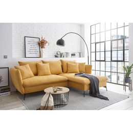 OTTO home Ecksofa &raquo;LIVORNO,258 cm, L-Form,&laquo; Schlaffunktion u. Bettkasten (139/224cm), Samt, Struktur, Webstoff gelb 100% Polyester;PU-Schaum und Nosag