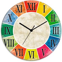 Artland Wanduhr &raquo;R&ouml;mische Ziffern&laquo; wahlweise mit Quarz- oder Funkuhrwerk, lautlos ohne Tickger&auml;usche bunt &Oslash; 30cm, Quarzuhr