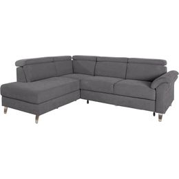 Sit & More sit&more Ecksofa &raquo;Arngast L-Form&laquo; inklusive Kopfteilverstellung und Federkern grau B/H/T: 245cm x 84cm x 194cm, Struktur weich, Ottomane links, ohne 