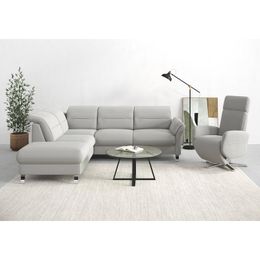 Sit & More sit&more Ecksofa &raquo;Grenoble L-Form mit Federkern&laquo; wahlweise mit Schlaffunktion, Bettkasten, Arm- und Kopfteilverstellung silber B/H/T: 247cm x 85cm x 