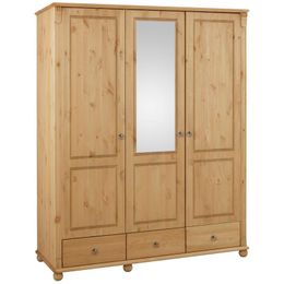OTTO home Kleiderschrank &raquo;Tessin, Dret&uuml;renschrank, 3-t&uuml;rig&laquo; B/H/T ca. 152/191/59 cm, Breite 152 cm, Kiefer massiv, mit Spiegel und 3 Schubladen beige 