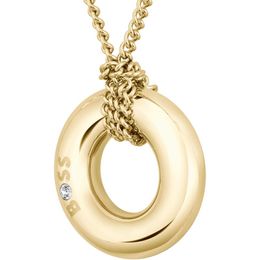 BOSS Damen BOSS Kette mit Anh&auml;nger &raquo;LIVE&laquo; mit Preciosa Crystal gold Edelstahl, L: 50,5 B: 2mm