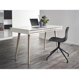 Schreibtisch &raquo;Mistral B&uuml;rotisch, Arbeitstisch, Tisch, Computertisch&laquo; Holzbeinen, B: 137,4 cm, Designm&ouml;bel wei&szlig; B/H/T: 137,4cm x 75cm x 60cm