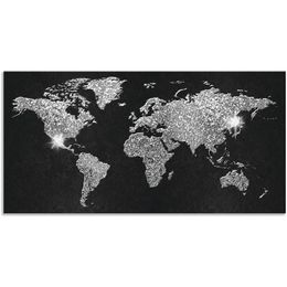 Artland Wandbild &raquo;Weltkarte Glitzer&laquo; Land- & Weltkarten 1 Stk. tlg. als Alubild, Leinwandbild, Poster in verschied. Gr&ouml;&szlig;en schwarz B/H/T: 100cm x 50cm, Alu-