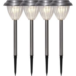 Parforce Traditional Hunting LED Solarleuchte &raquo;Solar-Wegleuchte Palma&laquo; LED-Board 4 Stk. Warmwei&szlig; 4er-Set Solar-Wegeleuchten, D&auml;mmerungssensor silber 4, &Oslash; 12cm H: 28cm, 4 Stk.