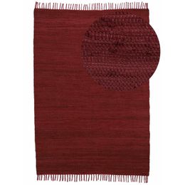 CarpetFine Teppich &raquo;Kelim Chindi uni, auch als L&auml;ufer&laquo; rechteckig 5 mm H&ouml;he Wendeteppich, reine Baumwolle, handgewebt, Uni-Farben, mit Fransen lila 