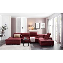 OTTO home Wohnlandschaft &raquo;Alberto U-Form, B: 350 cm, mit Kopfteilverstellung, XXL-Sofa&laquo; optional mit Schlaffunktion, Couch mit Lederoption lila 90% 