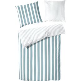 Primera Wendebettw&auml;sche &raquo;Delf&laquo; 3 Stk. mit Streifen blau Perkal, Obermaterial: 100% Baumwolle B/L: 200cm x 200cm, 1 Stk., 2 Stk., Perkal, B/L: 80cm x 80cm & 