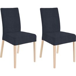 Home Affaire 4-Fu&szlig;stuhl &raquo;Umag&laquo; (Set) 2 Stk.Sitz und R&uuml;cken gepolstert blau Massivholz, Polyester B/H/T: 46,5cm x 94cm x 59,5cm, 2 Stk., Microfaser