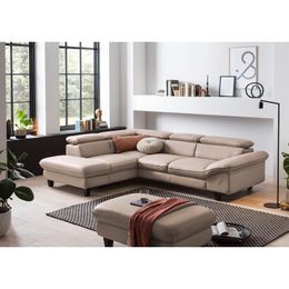 OTTO home Ecksofa &raquo;Pilot L-Form&laquo; mit Kopfteilverstellung, wahlweise mit Schlaffunktion & Bettkasten beige 100% Polyester; Feinstruktur 75000 
