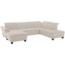 OTTO home Wohnlandschaft &raquo;Solvei U-Form&laquo; Sitztiefenverstellung und Federkern, wahlweise Kopfteilverstellung beige Struktur (100% Polyester);Luxus-