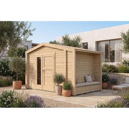 Weka Gartenhaus &raquo;Killarney&laquo; Doppelt&uuml;r, 1 1/2 Fenster an Seite, inkl. Sitztruhe beige Massivholz ohne Fu&szlig;boden, ohne Dacheindeckung