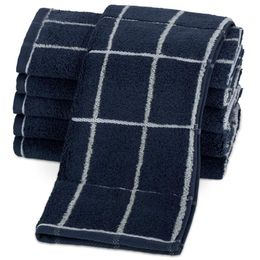 Ross Gaestehandtuecher &raquo;&Uuml;berkaro 9032&laquo; 100% Baumwolle, made in Germany blau Frottier, Frottier B/L: 30cmx50cm, 6 Stk., Karo Streifen, 6 