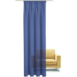 GERSTER Gardine &raquo;Senja&laquo; Kr&auml;uselband 1 Stk. tlg. Fertigschal uni - nature line blau Wirkware, Polyester 245cm, Kr&auml;uselband, 140cm