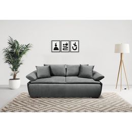 Home Affaire Schlafsofa &raquo;Romeo, B: 224 cm, Liegefl. 152x200 cm&laquo; Schlaffunktion, Bettkasten, Armteilverstellung & Zierkissen, Boxspring schwarz 100%