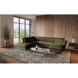 Home Affaire Wohnlandschaft &raquo;Calypso U-Form&laquo; wahlweise mit motorischer Relaxfunktion gr&uuml;n 100%Polyester B/H/T: 334cm x 85cm x 227cm, Luxus-Microfaser 