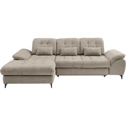 Home Affaire Ecksofa &raquo;Lazio modern und bequem, schmale Armlehnen, tolle Detailverarbeitung&laquo; beige 100% Polyester B/H/T: 273cm x 189cm, Microfaser, 