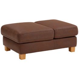 Home Affaire Polsterhocker &raquo;Dundee&laquo; mit Klappfunktion - wie ein Sessel nutzbar braun Luxus-Microfaser Lederoptik (100% Polyester) B/H/T: 75cm x 46cm x