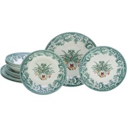 Creatable Teller-Set &raquo;Weihnachten Gr&uuml;n, Teller Set 12-tlg&laquo; Weihnachtsdekorationen als Zentralmotiv bunt Steingut 12 Stk.