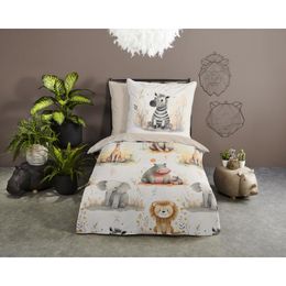 PURE luxury collection Kinderbettw&auml;sche &raquo;Pete&laquo; 2 Mikrofaser, 135x200, 2 Teilig, Wendeoptik, Kind, Tiere, Sand bunt Microfaser, Obermaterial: 100% 