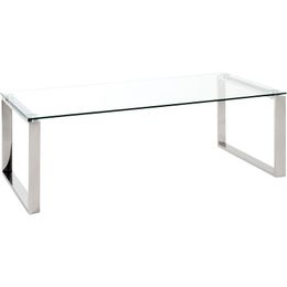 HAKU Couchtisch &raquo;Sofatisch, Wohnzimmertisch&laquo; 1 Stk. tlg. rechteckig - aus Metall Silber B/T/H 120/60/40 cm transparent B/H/T: 120cm x 40cm x 60cm, 