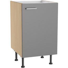 KOCHSTATION Sp&uuml;lenschrank &raquo;KS-Lucy&laquo; Breite 50 cm, mit 1 T&uuml;r, h&ouml;henverstellbare F&uuml;&szlig;e, Soft-Close grau Eiche hell, B/H/T: 50cm x 87cm x 58,1cm, T&uuml;ren: 1
