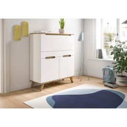 Home Affaire Sekret&auml;r &raquo;Alesund, H&ouml;he 118cm, 2 T&uuml;ren, 1 Schubkasten,konischer Fu&szlig;, Scandi-Look&laquo; Anrichte, Schrank, Kommode, Midischrank, Wohnm&ouml;bel, 