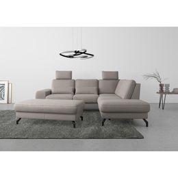 Sit & More sit&more Ecksofa &raquo;Cinturo L-Form&laquo; inklusive Sitztiefenverstellung und Federkern, Sitzh&ouml;he 45 cm grau B/H/T: 260cm x 88cm x 226cm, Luxus-Microfaser 