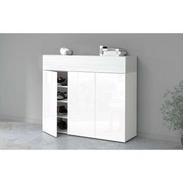 Home Affaire Schuhschrank &raquo;Savona&laquo; 1 Stk. tlg. wei&szlig; Holzwerkstoff wei&szlig;/l&auml;rche wei&szlig;, B/H/T: 114cm x 100cm x 35cm, T&uuml;ren: 3 Stk.
